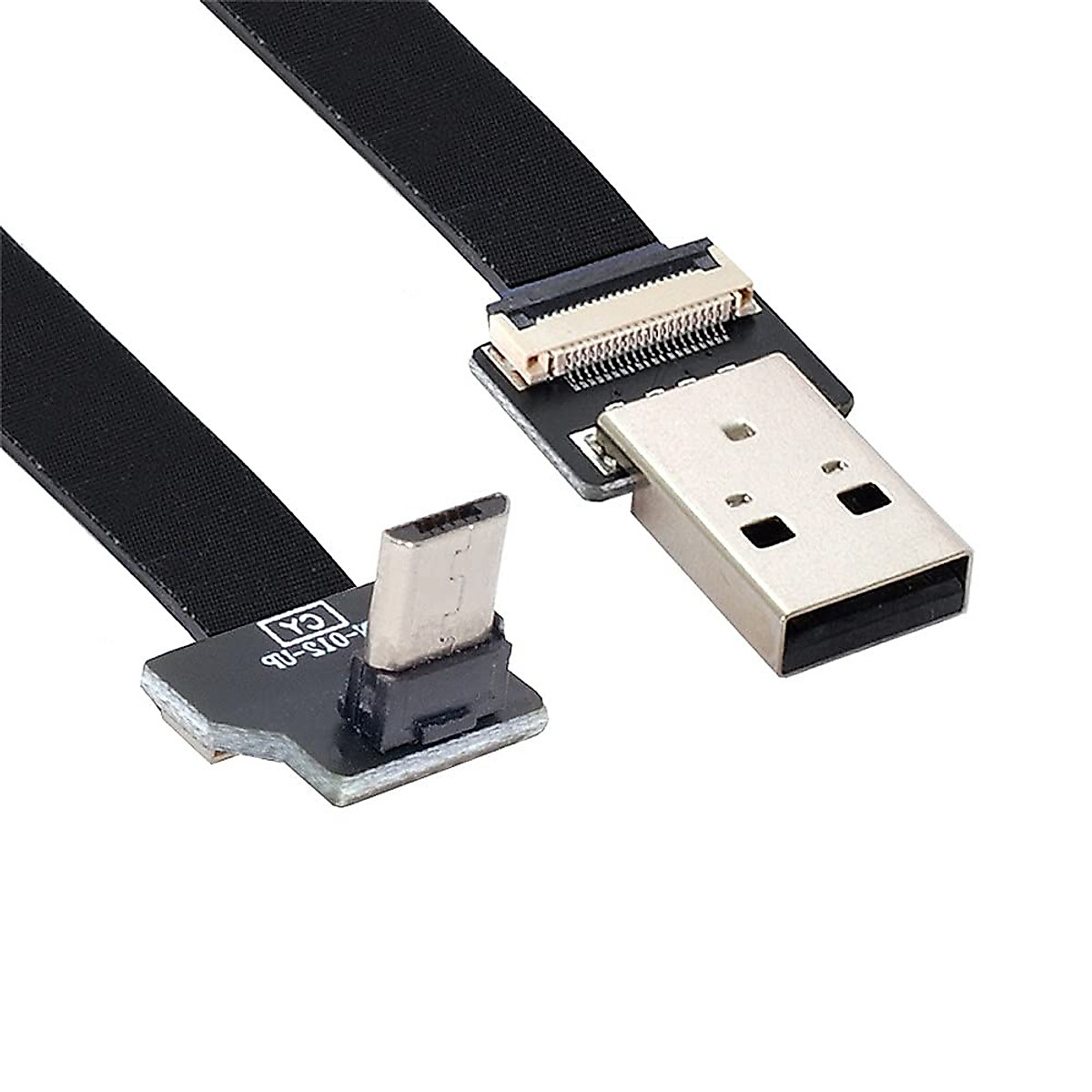 Xiwai 2.0M Up Angled USB 2.0 Type-A Male to Micro USB 5Pin Male Data Flat Slim FPC Cable for FPV & Disk & Phone