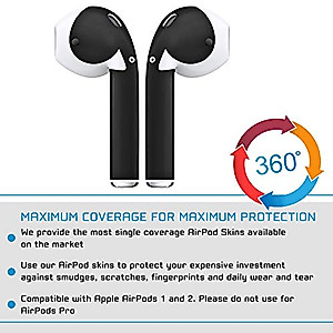 AirPod Skins Protective Wraps - Stylish AirPods Vinyl Sleeves Covers for Protection & Customization - Compatible with Apple Air Pods 1 and 2 - Matte Black Airpod Accessories