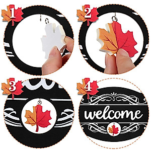 Jetec Welcome Door Sign Christmas Decor Fall Sign Seasonal Front Door Rustic Wood Welcome Notation Wall Hanging Porch Easter Interchangeable 14 x 9 Inch(Black with White Letters)