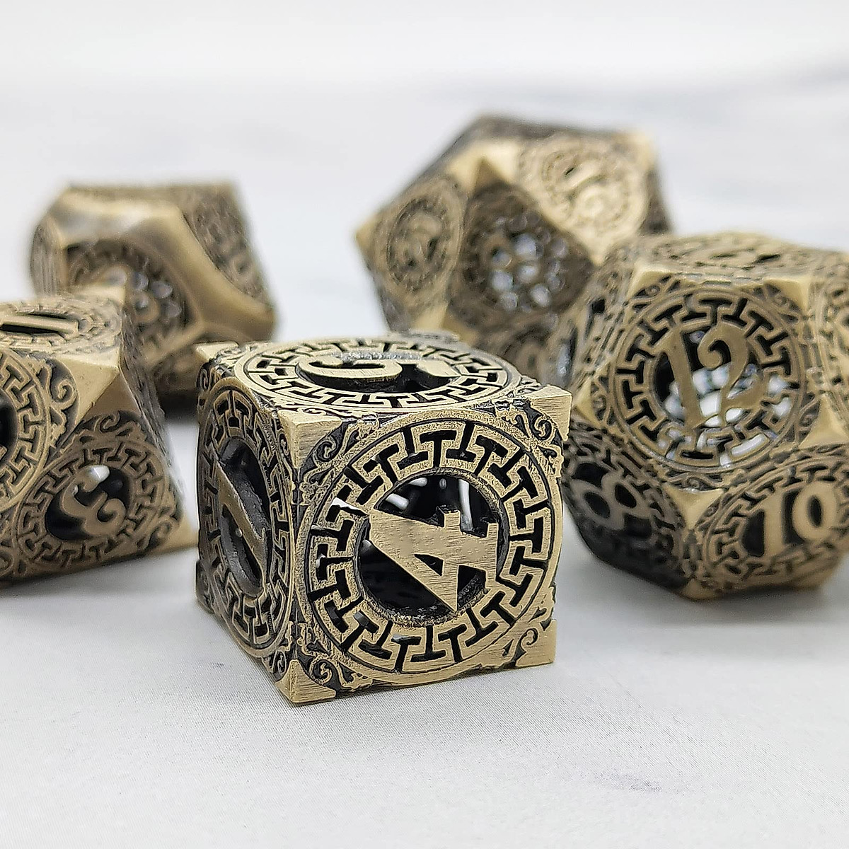 DND Dice Set Dungeons and Dragons Dice Gifts RPG D&D Metal Polyhedral Dice Set Games Role Playing MTG Shadowrun Pathfinder Dice D4 D6 D8 D10 D12 D20 Dice, Ancient Bronze