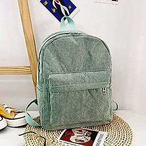 Forever Haru Women Casual Corduroy Backpack Soft Kids School Bag Travel College Backpacks Female Girls Kawaii Backpack Handbags Mini Bags (Green)