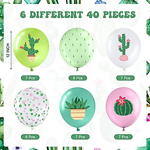 Tiamon 40 Pcs Cactus Party Balloons Summer Tropical Party Balloons Hawaiian Cactus Party Balloons White Green Cactus Latex Balloons Cactus Balloon for Summer Hawaii Birthday Baby Shower Mexican Party