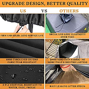 GARDRIT Patio Furniture Covers, Veranda Rectangular/Oval 100% Waterproof Patio Table Cover, 108’’L x 82’’W x 27.5’’H Heavy Duty 600D Outdoor Furniture Set Covers, Black