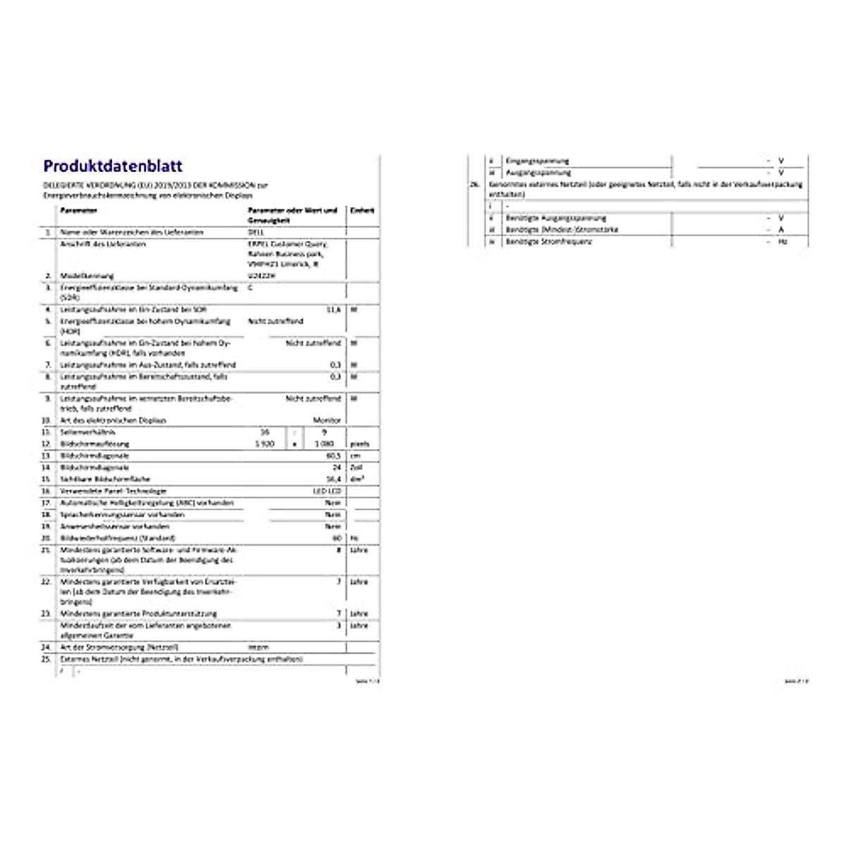 DELL - DISPLAY B2B 24IN U2422H LED 16:9 8/5MS 1920X1080 1000:1 DP/HDMI/USB-C