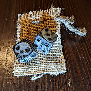 Oogie Boogie's Dice Glow in The Dark Skull Dice Set of 2 with Dice Bag Perfect for Halloween, The Nightmare Before Christmas