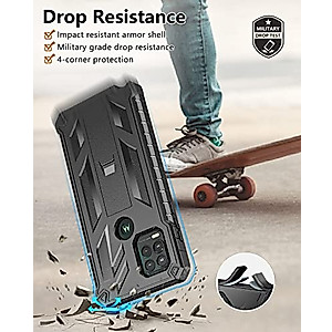 SOiOS for Motorola Moto G Stylus 5G Case: Built-in Screen Protector Kickstand Full Body Dual-Layer Protective Shockproof Heavy-Duty Military Grade Tough Rugged Phone Cover (NOT 2022) Black