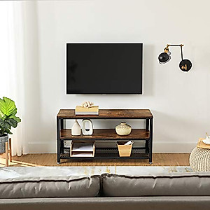 VASAGLE BRYCE TV Stand for TVs up to 43 Inches, Storage Console with Metal Shelf, Easy Assembly and Sturdy Design, Adjustable Feet, 39.4 x 15.7 x 20.3 Inches, Industrial, Rustic Brown ULTV40BX