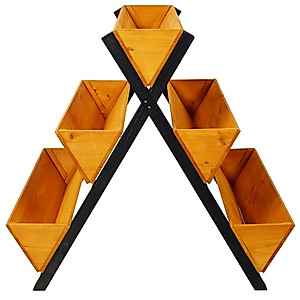 HarmoGZen 3 Tiers Wooden Vertical Raised Garden Bed with Legs,Brown Planter Raised Beds Kit for Flowers Herbs Vegetables