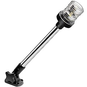 Obcursco Boat Stern Lights, IP67 Waterproof Fold-Down White LED Navigation Lights, Anchor Lighting for Marine, Pontoon, Fishing, Bass, and Jon Boats (18 Inches)