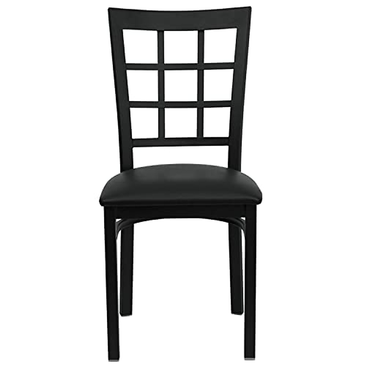 Flash Furniture HERCULES Series Black Window Back Metal Restaurant Chair - Black Vinyl Seat