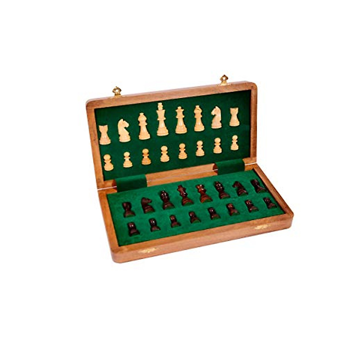 MD Continental Magnetic Wooden Chess Set Folding Board with Storage, Tournament Staunton Thick Acacia Wood Board, Portable Travel Chess, Indoor Games Kids & Adults, Brown and Beige, 10x10 Inches