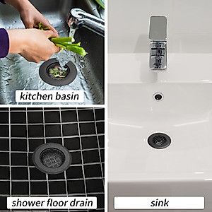JdikGdik Hair Catcher Shower Drain(4 Pack), Sink Drain Stopper, Bathtub Drain Cover, Sink Strainer for Bathroom and Kitchen, Black, Hair Stopper for Bathtub Drain Cover Size from 1.5'' to 4.45'' (4)
