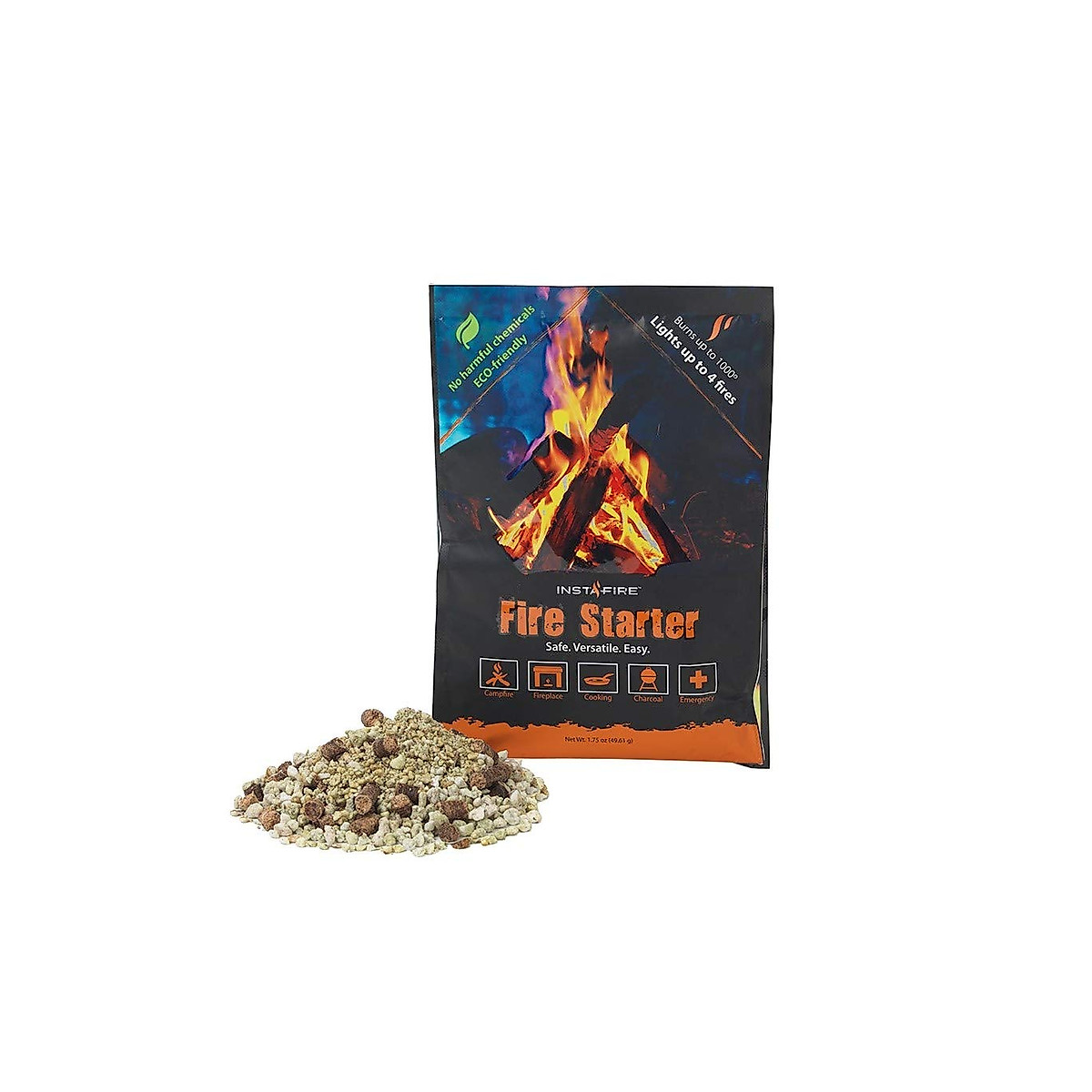 (30 Packs) Insta-Fire Fire Starter Emergency Fuel Eco-Friendly Granulated Bulk Excellent for Camping, Hiking, Fishing, and Other Outdoor Activities - As seen on Shark Tank!