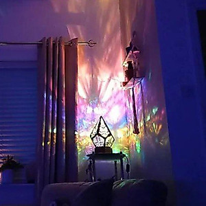 Colorful 3D Projection Hollow Lamp, Large Floor Lamp Led Colorful Diamond Lights, Bohemian Floor Decorative Lamp, Night Decorative LED Light for Living Room Home Decor Modern Floor Lamp