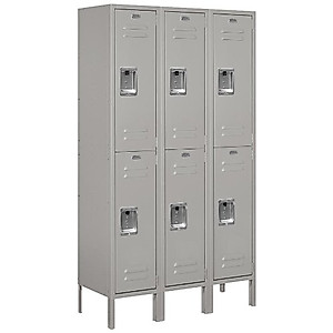 Salsbury Industries 62352GY-U Unassembled Standard Metal Locker with Double Tier, Gray
