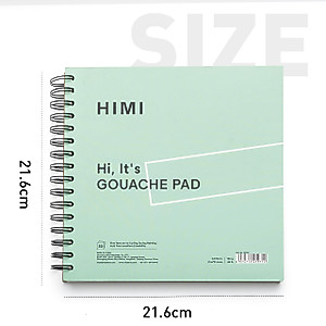 HIMI Gouache Pad 8.5X8.5''(98lb/160g) 50 Sheets Mix Paper Pad, Side Wire Bound, Fine Texture, in Gouache Acrylic Art Pad for Sketching, Ink Sketch Book, Art Supplies Drawing Pad Gift （Green）