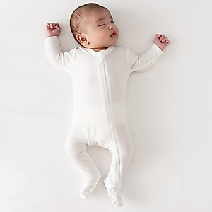 KYTE BABY Unisex Zipper Closure Footies, Rayon Made From Bamboo (6-12 Months, Cloud)