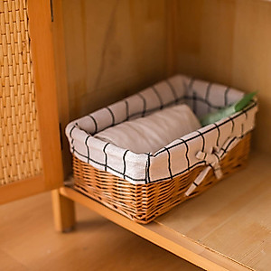 Wicker Storage Basket, Rectangular Storage Basket，Natural and Decorative, Arts and Crafts. (Natural)