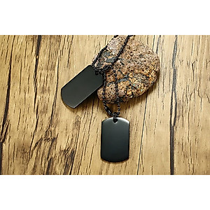 VNOX Military US Army Dog Tag Necklace Mens Black Stainless Steel Double Dog Tag Dangling Pendant Necklace,Bead Chain Necklace 24",Veterans Day Gifts for Men