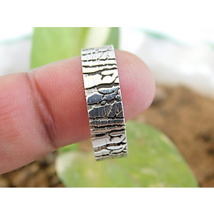 Forest band ring, Wedding Band, Forest Jewelry, 925 Sterling Silver Engraved Ring, Birch Tree Ring, Designs Hammered Tungsten, Gift, silver band ring (13)
