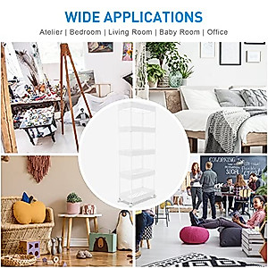 SPACEKEEPER 5-Tier Storage Cart, Bathroom Storage Organizer Rolling Utility Cart, Mobile Shelving Unit Slide Out Storage Shelves for Kitchen Living Room Bathroom Laundry Room & Dressers, White