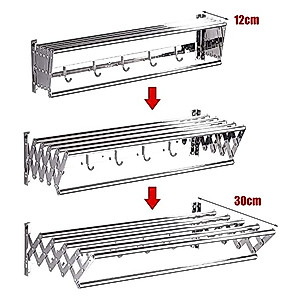 XMCX 40-100cm Wall Mounted Clothes Rail Laundry Drying Rack Foldable Space-Saving Airer Coat Hanger Racks Dryer Rod Hooks Easy Storage (Size : 100cm/39.4in)