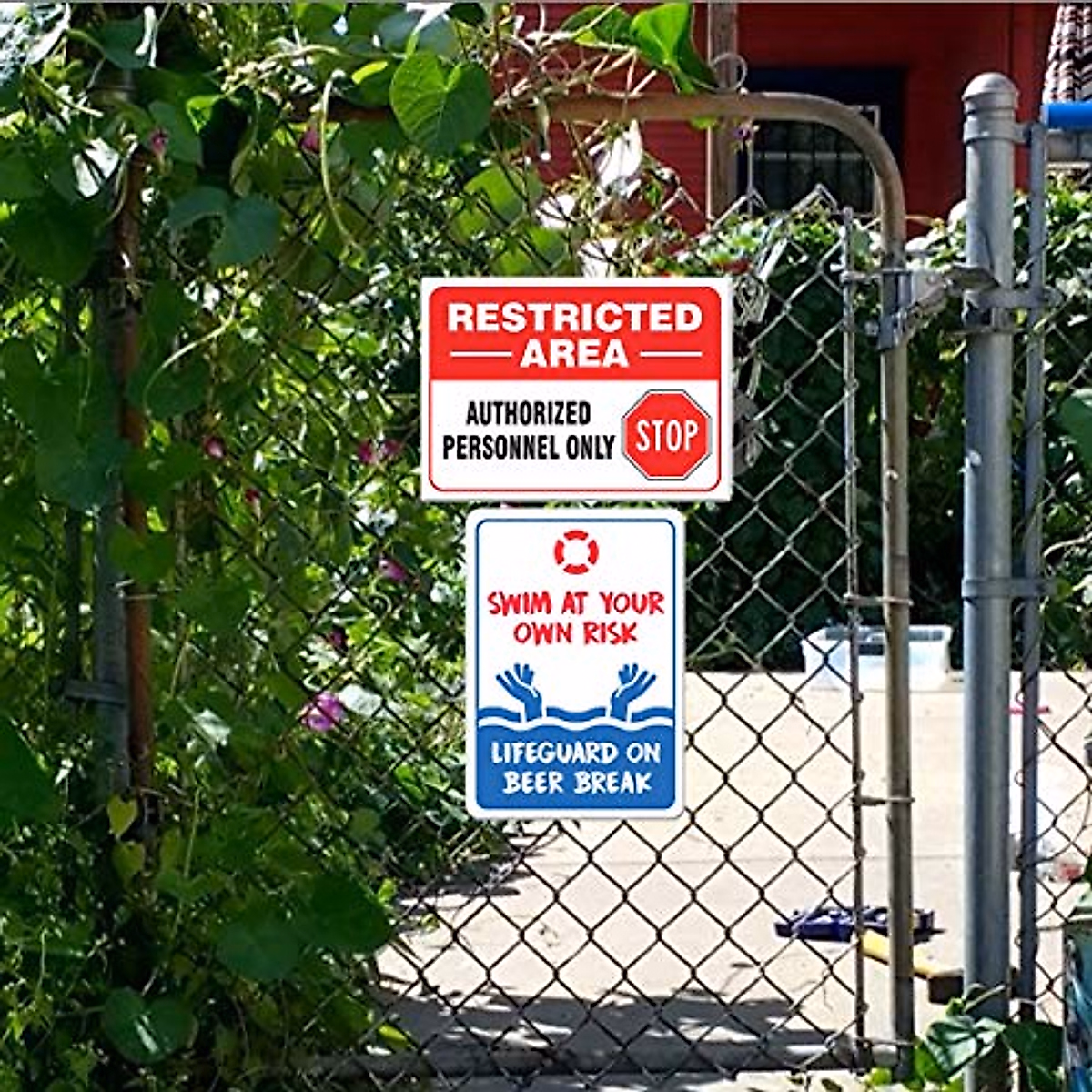 Monifith Pool Rules Signs Swim at Your Own Risk Life Guard on Beer Break Swimming Pool Metal Sign 8X12Inch