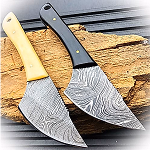 New 2PC Hunting Tactical Skinner DAMASCUS Caping Fixed Blade Knife Full Tang Camping Camping Outdoor Pro Tactical Elite Knife BLDA-1085