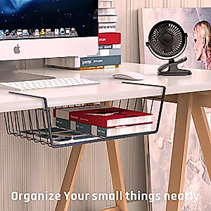 Under Shelf Basket, iSPECLE 4 Pack Under Cabinet Organizer Easy to Install and Use Versatile Metal Pantry Organizer Add Storage to Kitchen Cabinet Pantry Cupboards and Shelves, Black