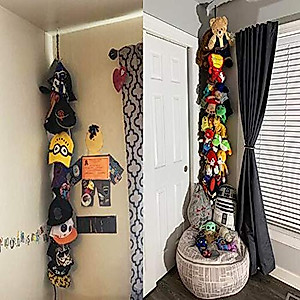 Storage Chain Cap Organizer hat Rack System Caps Holder Baseball Cap Organizer with 20 Stainless Steel Clips Hanging & Hardware, Wall Mounted or Ceiling Mounted/Closet Organizer Toy Chain Toy Storage