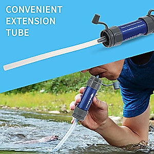 MengK Outdoor Filtration System Water Filter Straw Purifier with Drinking Pouch for Emergency Preparedness Camping Traveling Backpacking