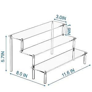 HENABLE Large Acrylic Display Risers, Perfume Stand Organizer, Clear Acrylic Shelf Risers for Display Stands for Food, Tabletop Use, Amiibo Funko POP Figure, 3 Tier Clear Cupcake Stand Risers