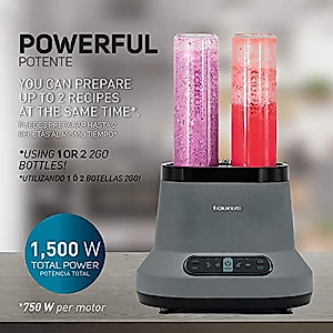 Taurus| Blaze| Maximun power per two| 80 Oz Jar| 4 presets functions| Powerful 1500 W| 2 motors| 2 times more durable| Blender and 2 bottles 2 go!|