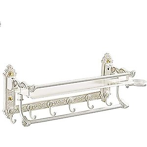 HYJMJJ Wall Mounted Coat Rack, Wall Mounted Space Aluminum Foldable Bathroom Shelves Storage Rack with Hook, Single Rod Towel Rack，Not Fade Multifunction Cosmetic Storage Rack,for Home Kitchen