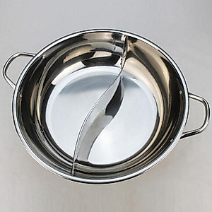 MagiDeal Stainless Steel Chinese Hot Pot Dual Site Household Kitchen Cookware, Silver, 30cm