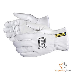 Superior Glove Endura Goatskin Leather Work Gloves with ParaActiv Cut Resistant Protection - Arc Flash Safety Work Gloves 378GKTFG (1 Pair) Large