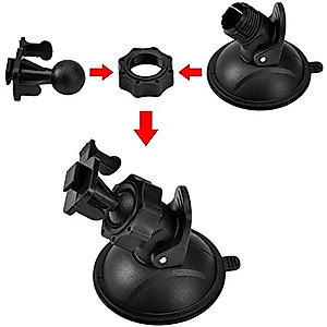 TiToeKi Dash Cam Suction Mount with 15+ Swivel Ball Adapters Compatible with Rexing V1, UGSHD, Falcon F170, KDLINKS, Vantrue, APEMAN, , Z-Edge, Roav, Old Shark, YI, Peztio, UGSHD and Most Dash Cameras