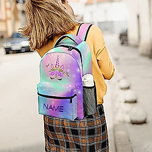 Mrokouay Custom Kid's Backpack Unicorn Galaxy Personalized Backpack Add Your Name Customization Backpack for Boys Girls Student