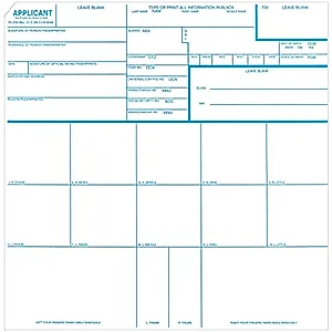 Fingerprint Cards, Applicant FD-258, 50 pack
