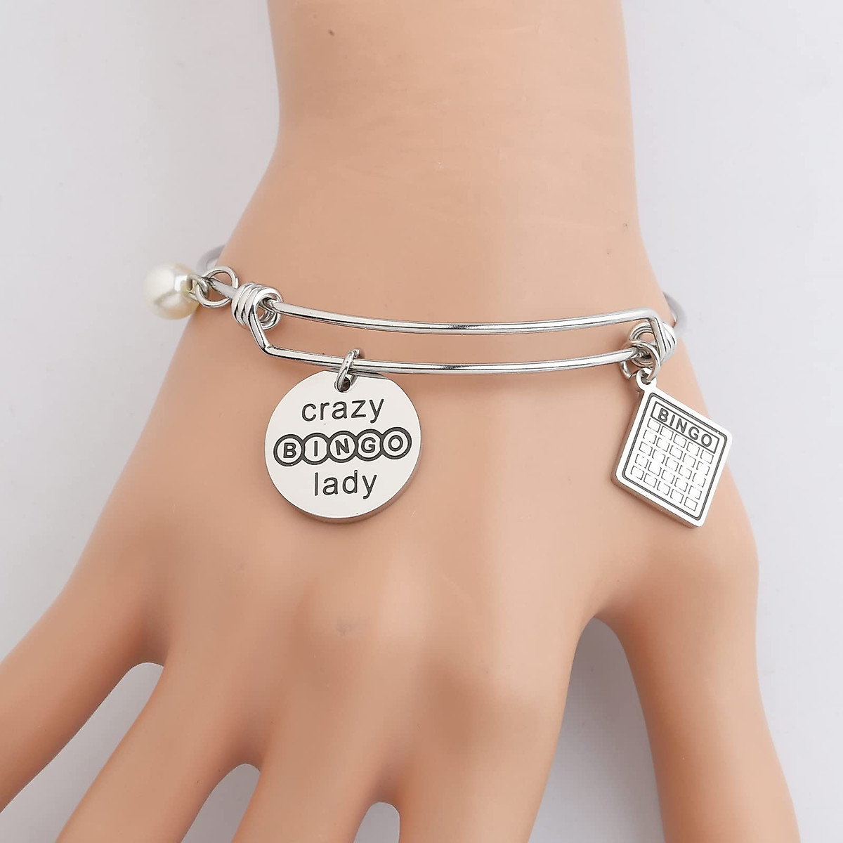 Gzrlyf Bingo Bracelets for Women Crazy Bingo Lady Jewelry Funny Bingo Gifts for Bingo Players Bingo Lovers Gifts(crazy bingo lady)