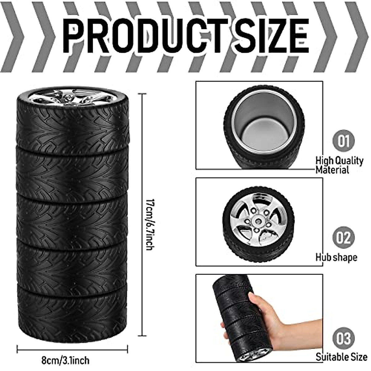 Yungyan 3 Pieces Tyre Water Bottle Gift for Man Stainless Steel Coffee Tea Mug Mechanic Gifts with Tool Fork and Spoon for Christmas Car Lover Father Birthday Gift