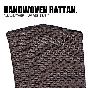 HERA'S HOUSE Rattan Patio Dining Chairs Set of 4, Outdoor Wicker Dining Chairs with Padded Removable Sponge Cushion, Brown Conversation Chairs for Poolside Lawn Garden Backyard