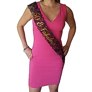 Girlz Nights 50 & Fabulous Lace Sash - 50th Birthday Sash (Black)
