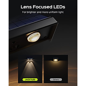 JACKYLED Solar Fence Lights Outdoor, 50 Lumens Bright Fence Lights Solar Powered Outdoor Waterproof Patio Decor Warm White Lights for Wall, Rail, Porch, Backyard, Garden (8 Pack)