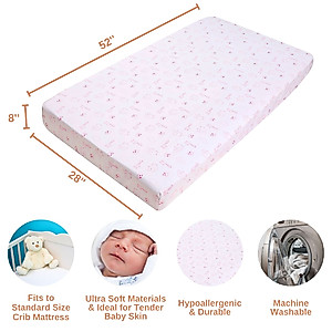 Baby Bees Zoo Safari Crib Bedding Sets for Girls | 4 Pieces Baby Bedding of Crib Sheet, Quilt, Dust Ruffle, Toddler Pillowcase for Standard Size Crib