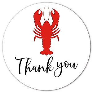 Lobster Thank You Stickers, 40-Pack 2" Crawfish Boil Birthday Party Labels, Decorations