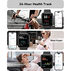 Smart Watch for Men Women(Answer/Make Call), Alexa Built-in,1.7'Fitness Watch with Heart Rate SpO2 Sleep Monitor 60 Sports IP68 Waterproof Activity Trackers and Smartwatches for iPhone Android Phones