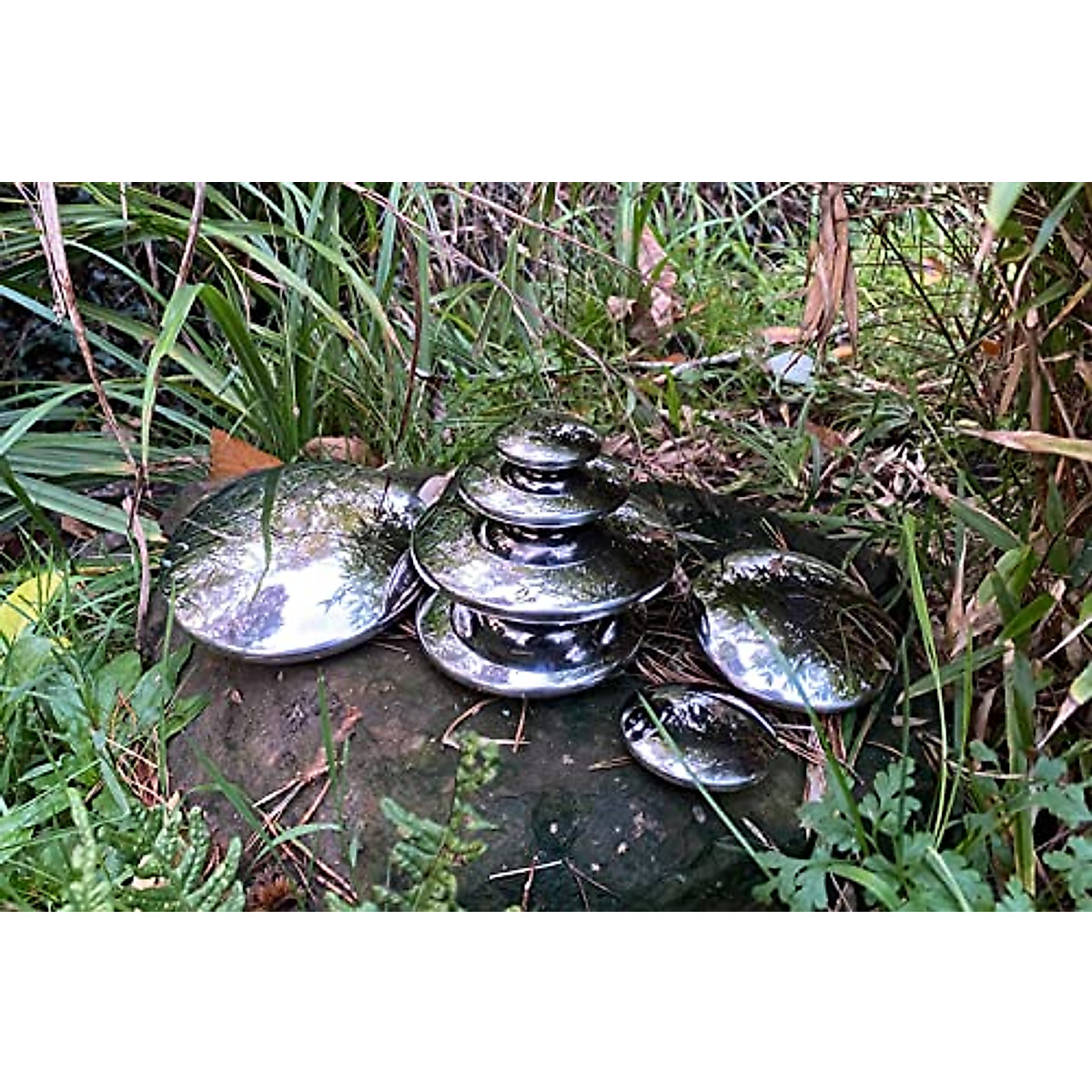 TickiT Sensory Reflective Silver Buttons - Set of 7 - Mirrored Discs for Babies and Toddlers Aged 0+ – Stainless-Steel, Sensory Stacking Pebbles - Stunning Nursery Decor