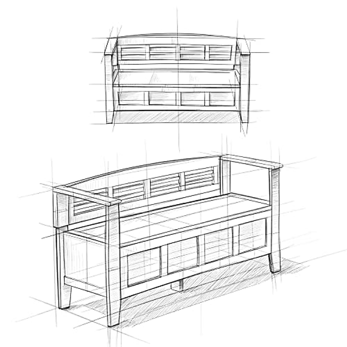 SIMPLIHOME Adams SOLID WOOD 48 Inch Wide Contemporary Entryway Storage Bench with Safety Hinge, Multifunctional Rustic in Black, For the Living Room, Entryway and Family Room