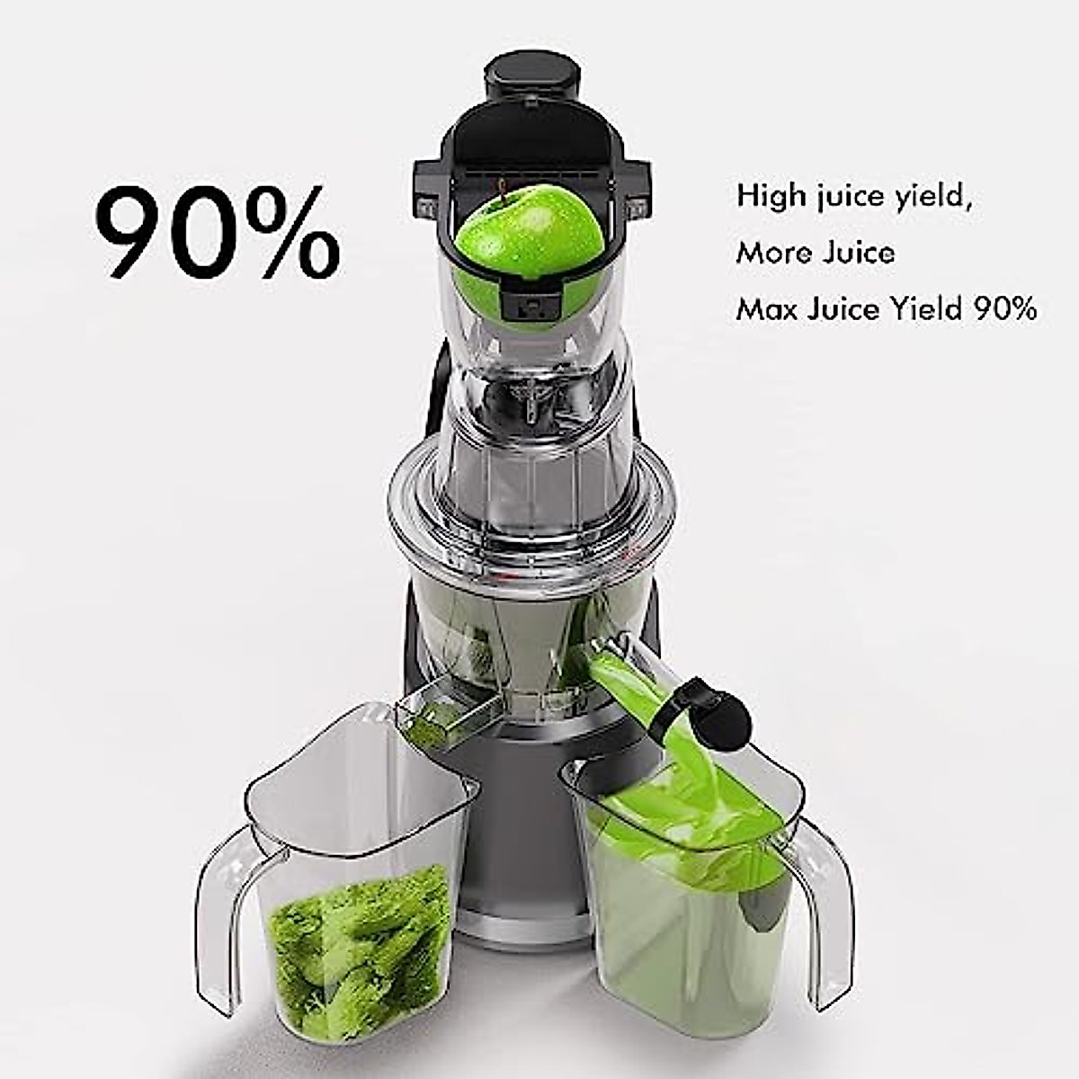 Slow Masticating Juicer Machines with Big Mouth 3.2" Feed Chute, SiFENE Whole Slow Juicer, Vertical Cold Press Juice Extractor for Vegetables and Fruits, BPA Free, Easy to Clean